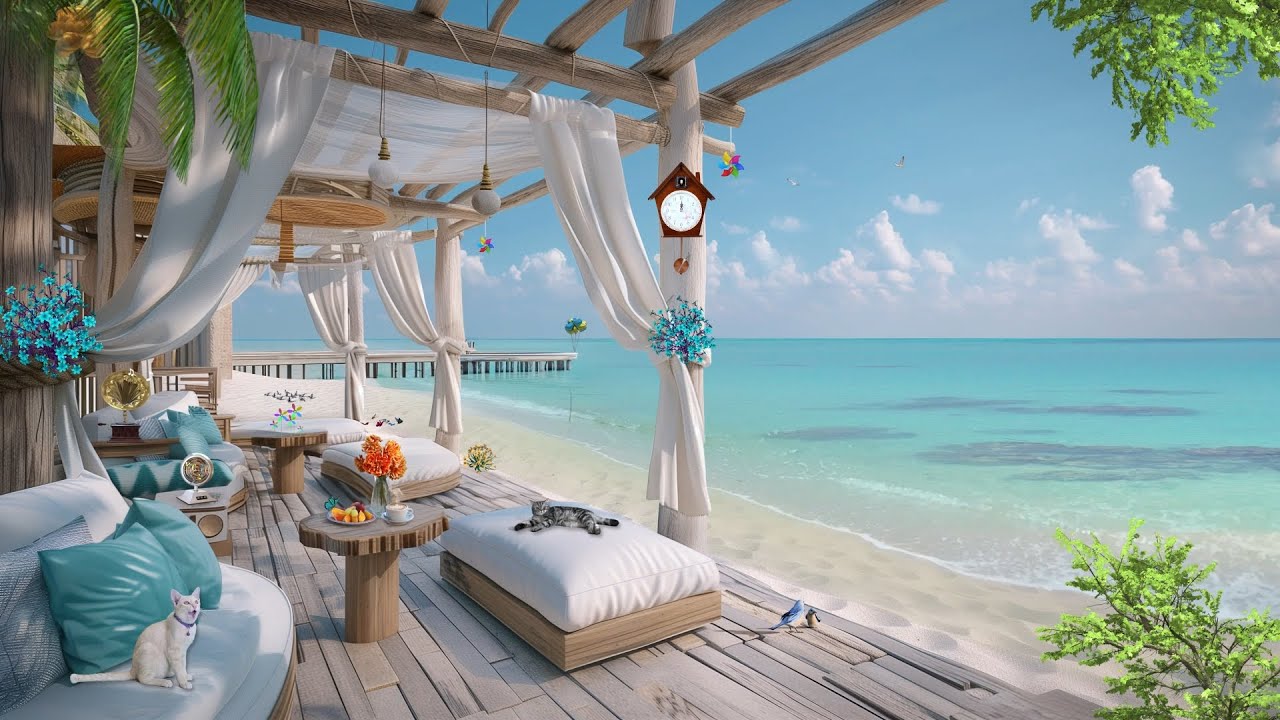 Seaside Jazz 🎵 Smooth Jazz Bossa Nova | Calming Ocean Waves Background ...