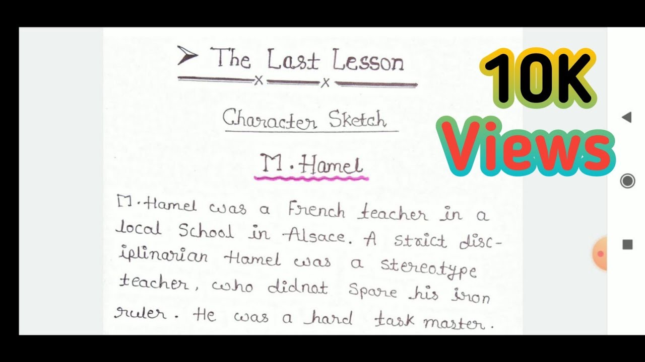 character sketch of M. hamel/ english chepter 1 charecter sketch m ...