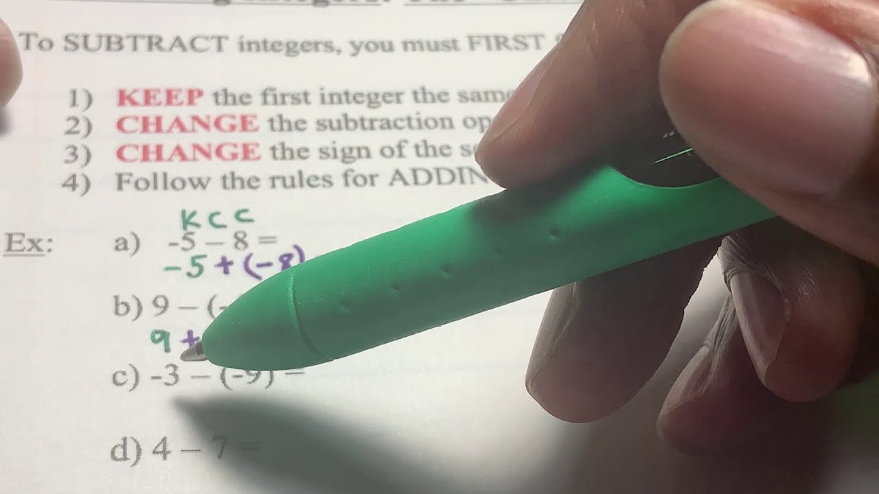 How to Subtract Integers - YouTube