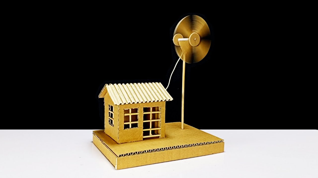 How to make model of a wind turbine from cardboard | จำลองบ้านพลังงาน ...