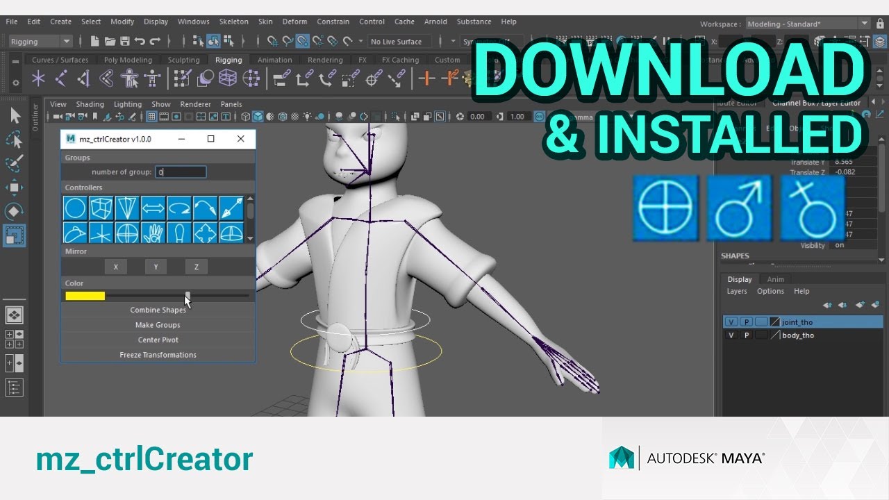 mz_ctrlCreator for Maya - Download & Installed Tutorial - YouTube