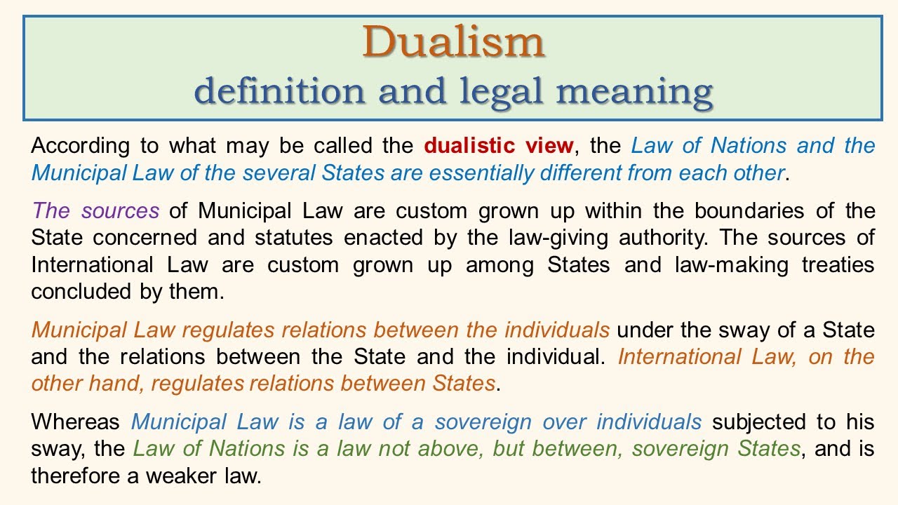 Dualism definition and legal meaning - YouTube