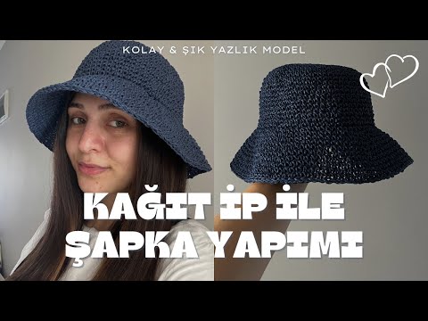 “EN KOLAY ÖRGÜ ŞAPKA 👒 Yazlık Kağıt İp Şapka Yapımı | Crochet Summer Hat”