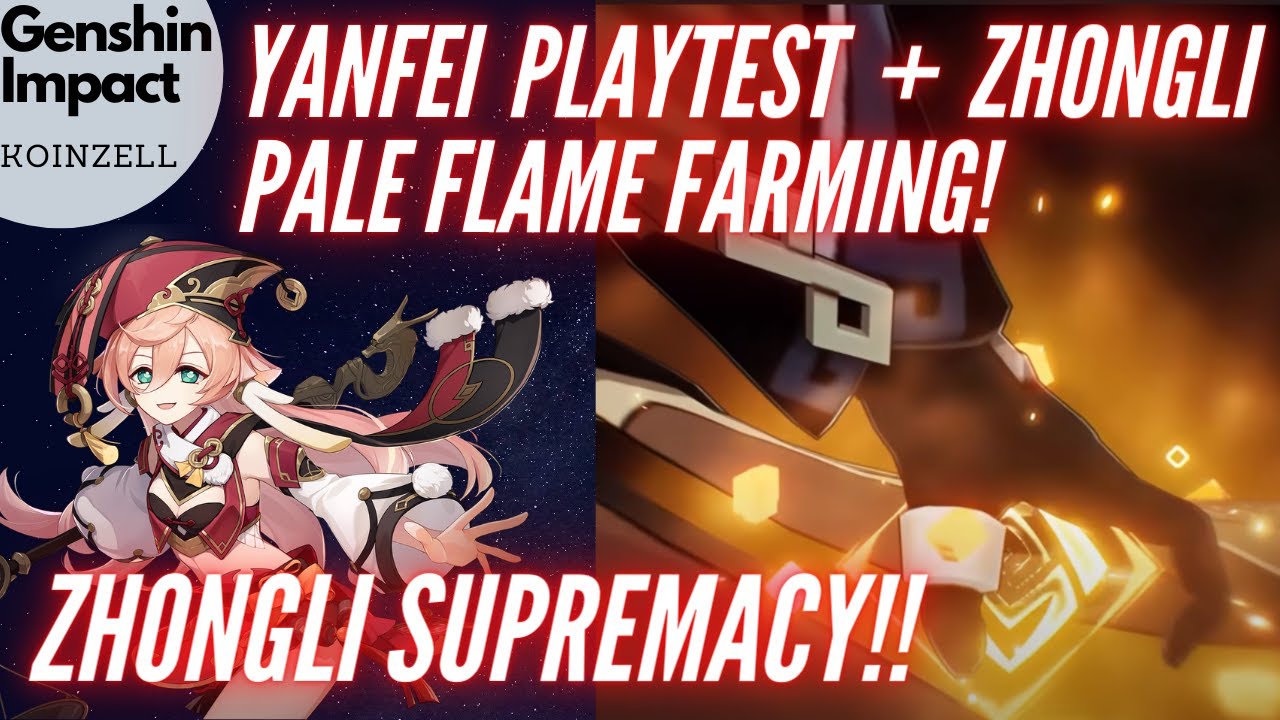 1.5 Live! Yanfei Playtest! Zhongli Pale Flame Farming! - YouTube