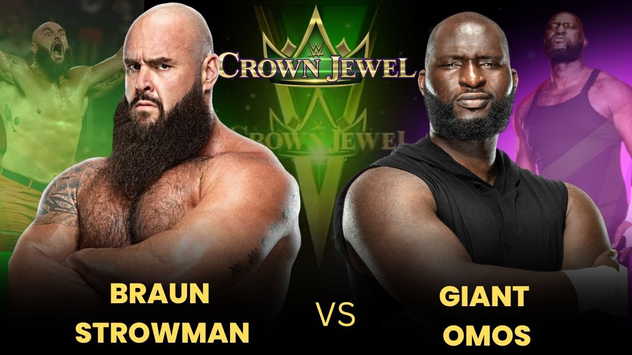BRAUN STROWMAN VS OMOS AT CROWN JEWEL 😲😲😲 RING COLLAPSE !!! HOLLY SHITT ...