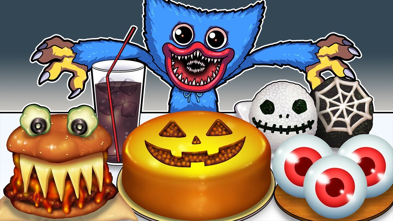 Poppy Playtime Mukbang Animation Huggy wuggi Halloween food set eating ...