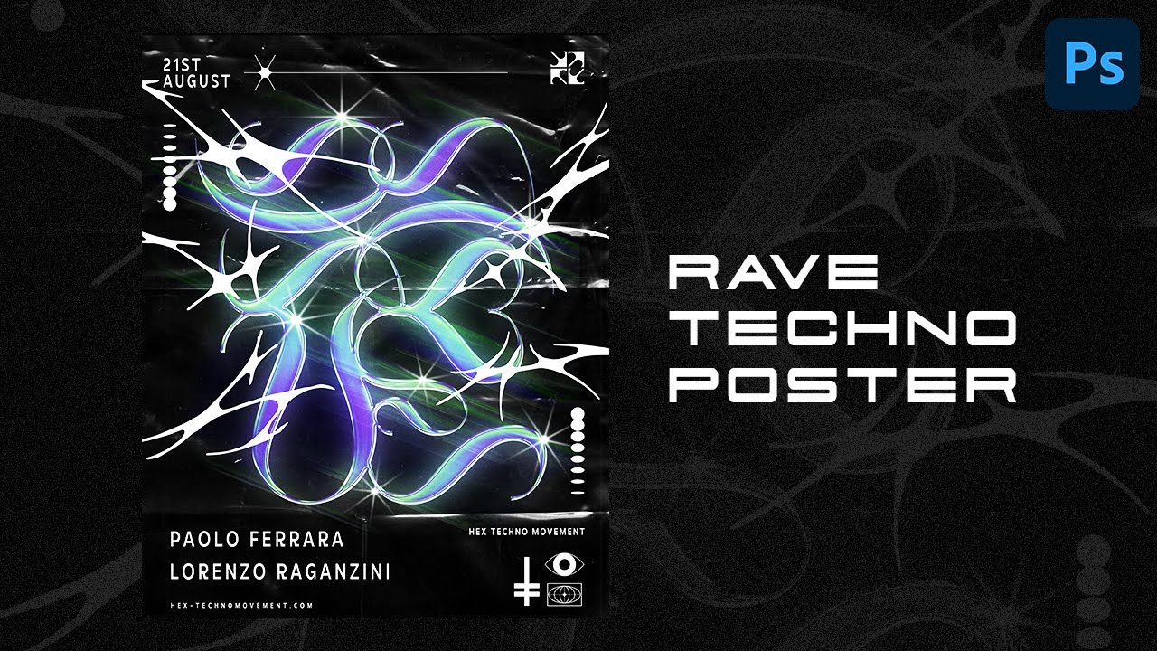 How To Create Rave Techno Poster In Adobe Photoshop - YouTube