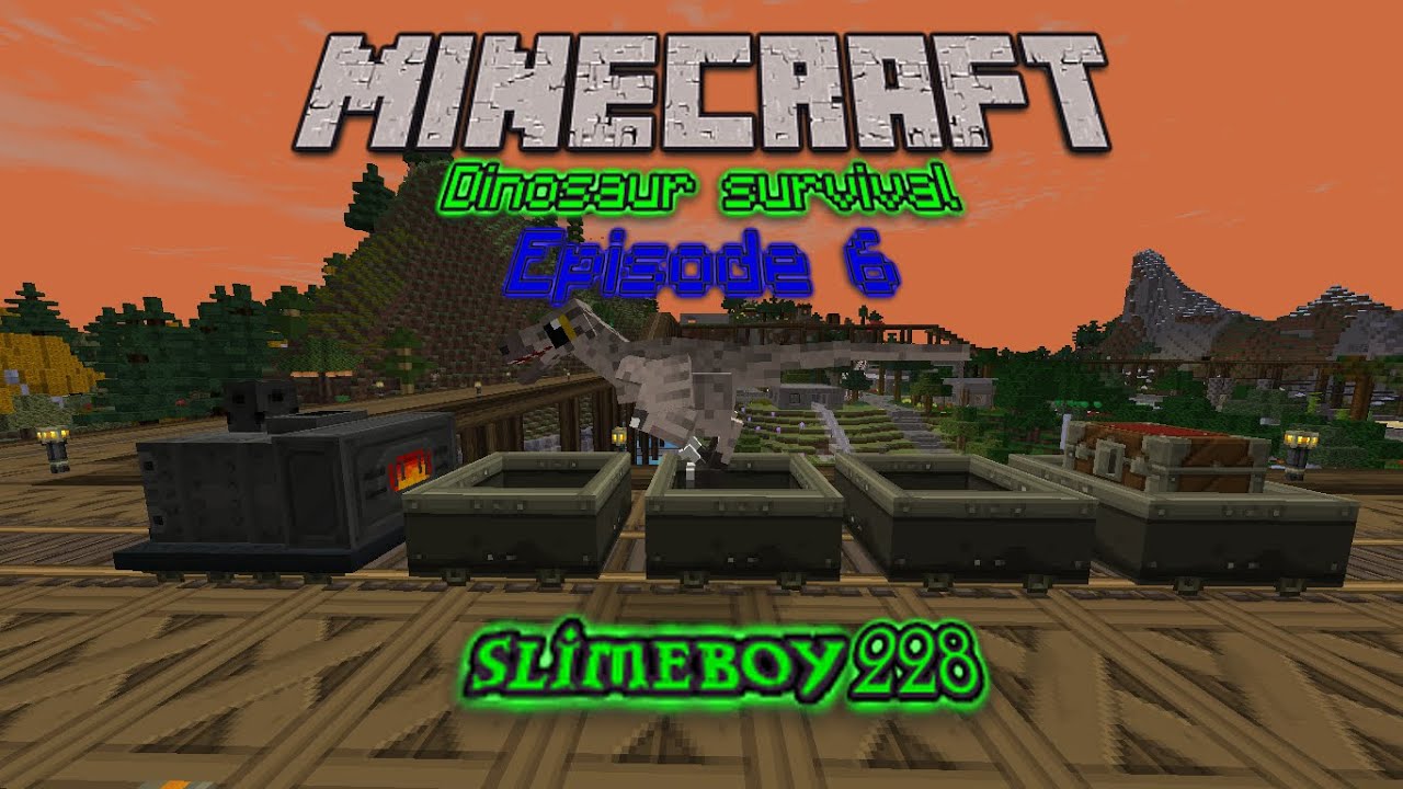 Minecraft dinosaur survival episode 6- "Trains and teck" - YouTube