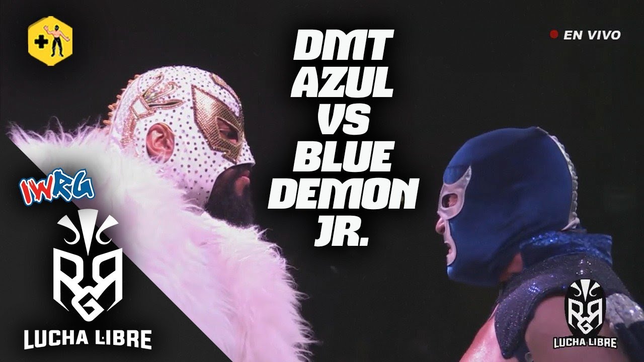 Blue Demon Jr. y DMT Azul chocan por el Campeonato Completo IWRG - YouTube