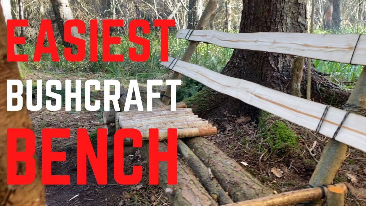 2 NIGHTS Tarp Camping in HAIL and RAIN | Building a BUSHCRAFT BENCH ...