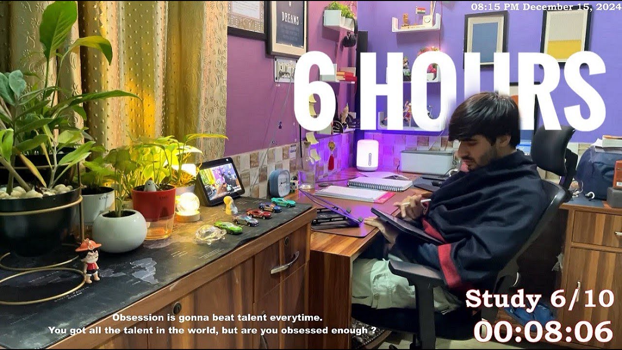 6 Hour STUDY WITH ME🔴 DAY #92 Pomodoro 50:10 |FIRE & BROWN NOISE ...