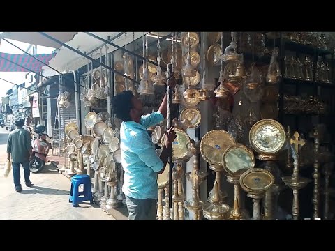 Copper kitchen and temple accessories Market at Kozhikode Kerla - YouTube