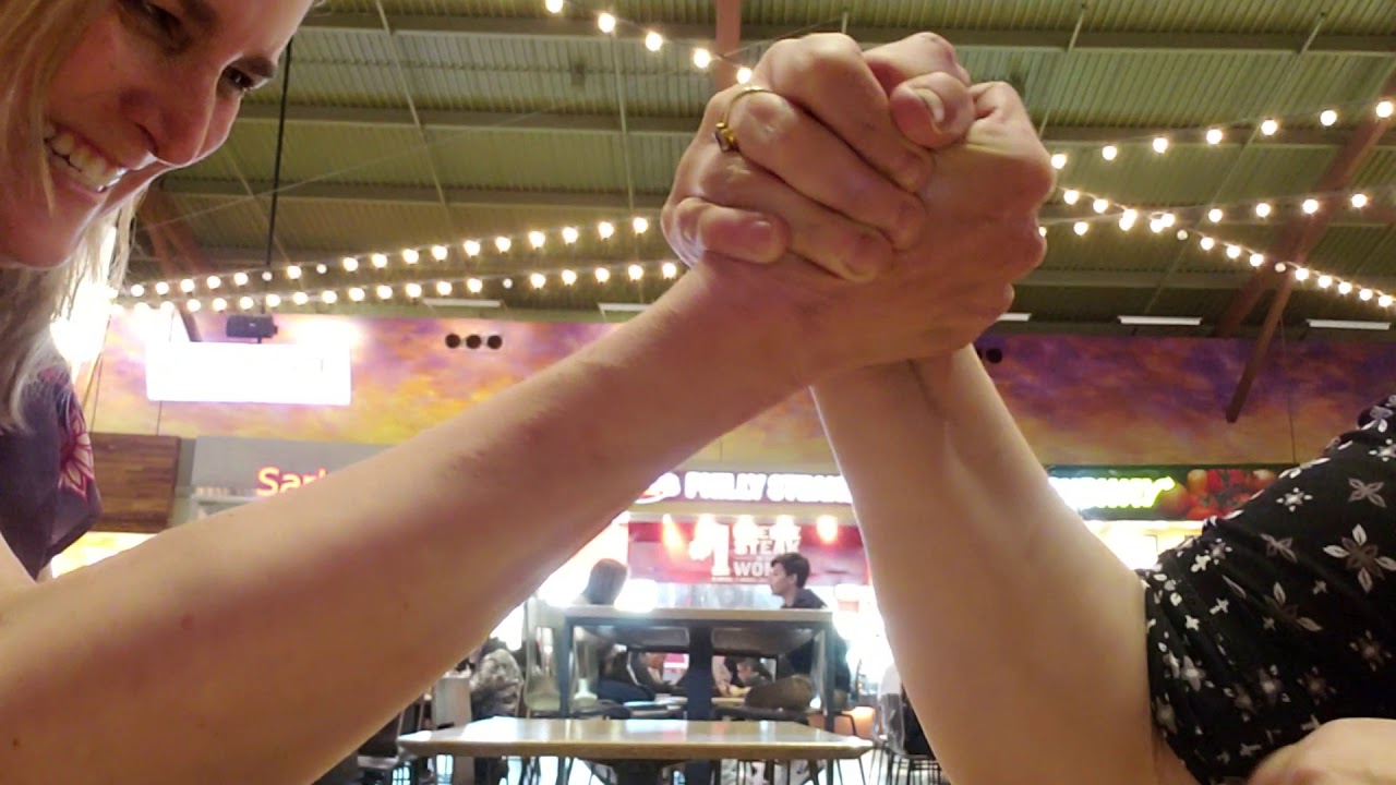 Losing at arm wrestling with Tam - YouTube