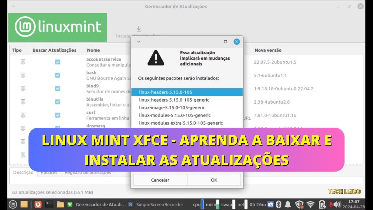 Linux Mint Xfce - Aprenda a baixar e instalar as atualizações - YouTube