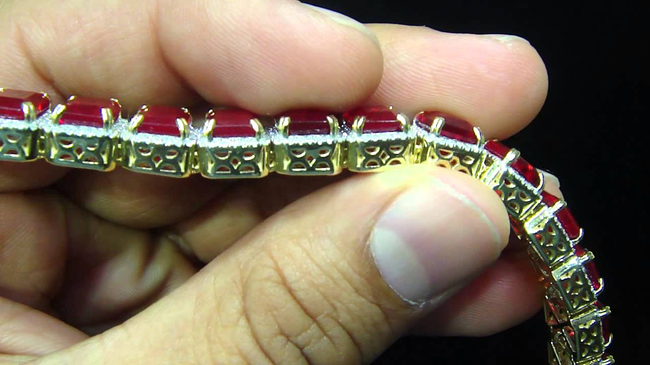 10K Yellow Gold Mens Custom Diamond Ruby Birdman Bracelet 6.00 Ctw ...