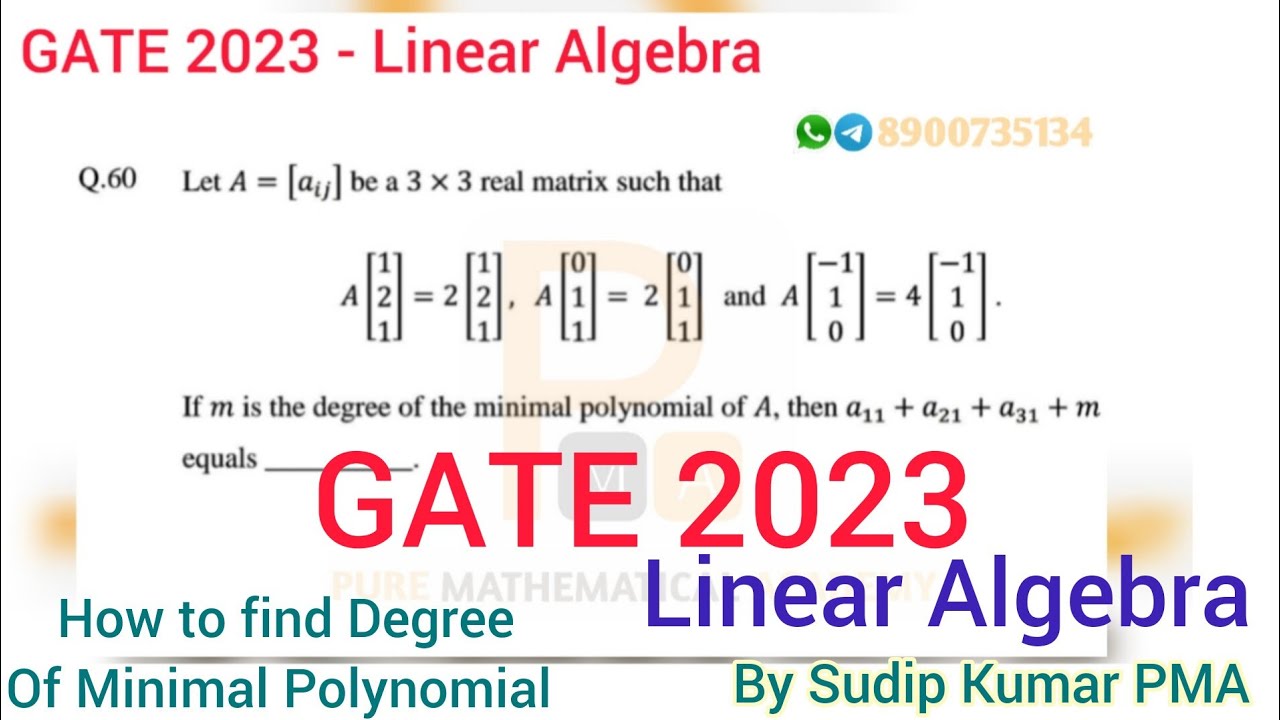 GATE 2023 Linear Algebra Solution | Q.No 60 | Gate 2023 Mathematics ...