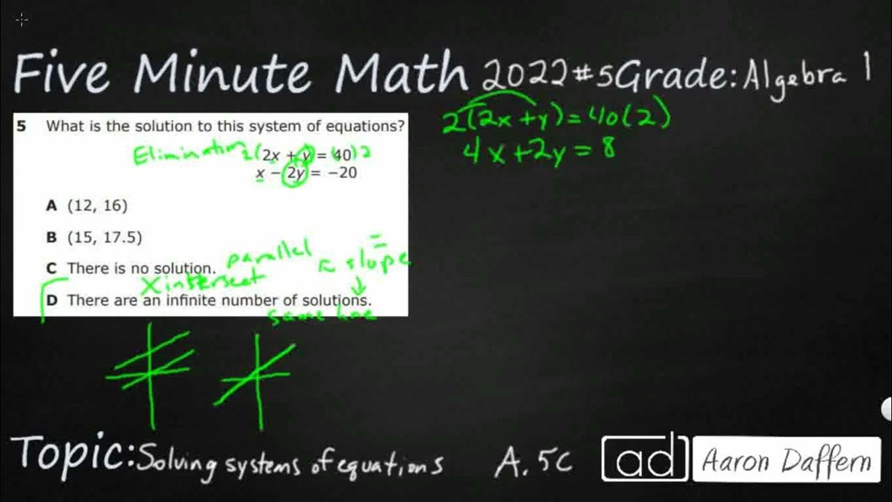 Algebra 1 STAAR Practice Solving Systems of Equations (A.5C - #10 ...