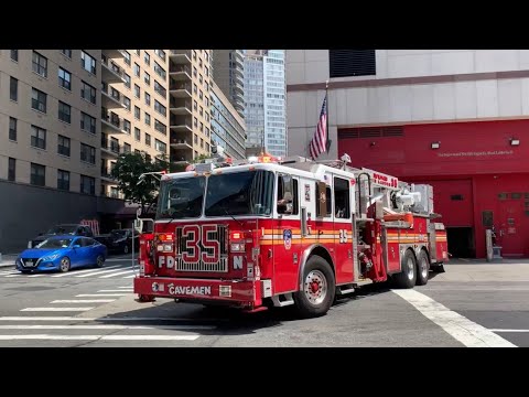 FDNY Engine 40 Spare, Tower Ladder 35 Responding From Their Firehouse ...