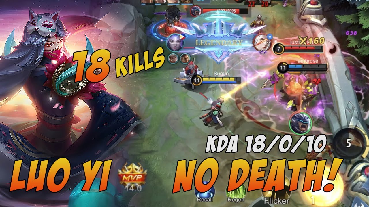 LUO YI 18 KILLS NO DEATH - MOBILE LEGENDS - YouTube