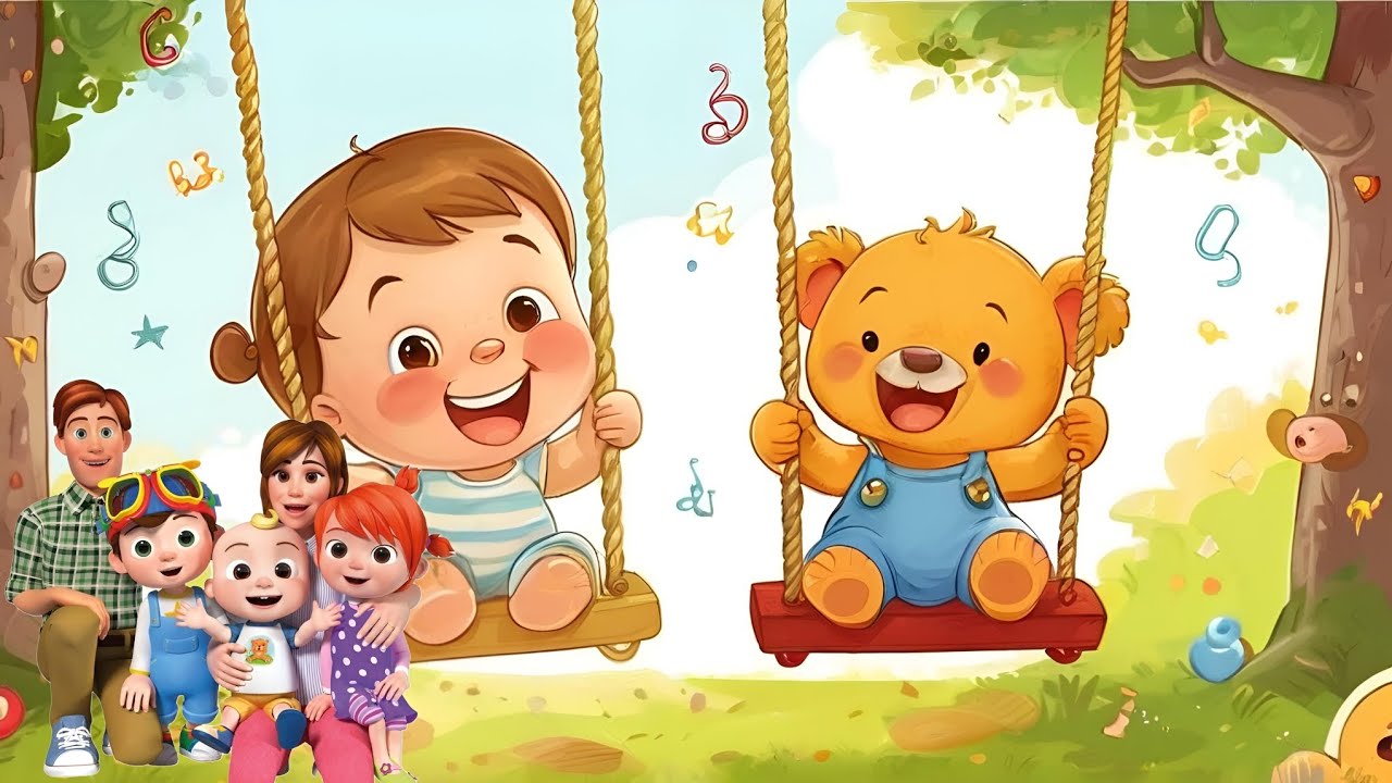 Teddy Plays on the Swing | Nursery Rhymes & Kids Songs - YouTube