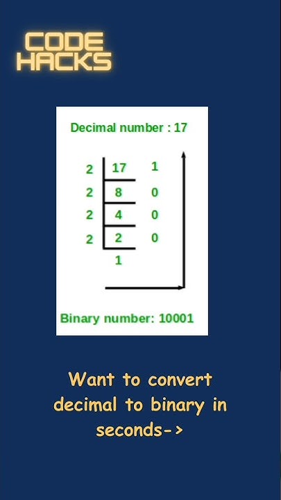 Decimal to Binary using Code || #c #codehacks #coding - YouTube