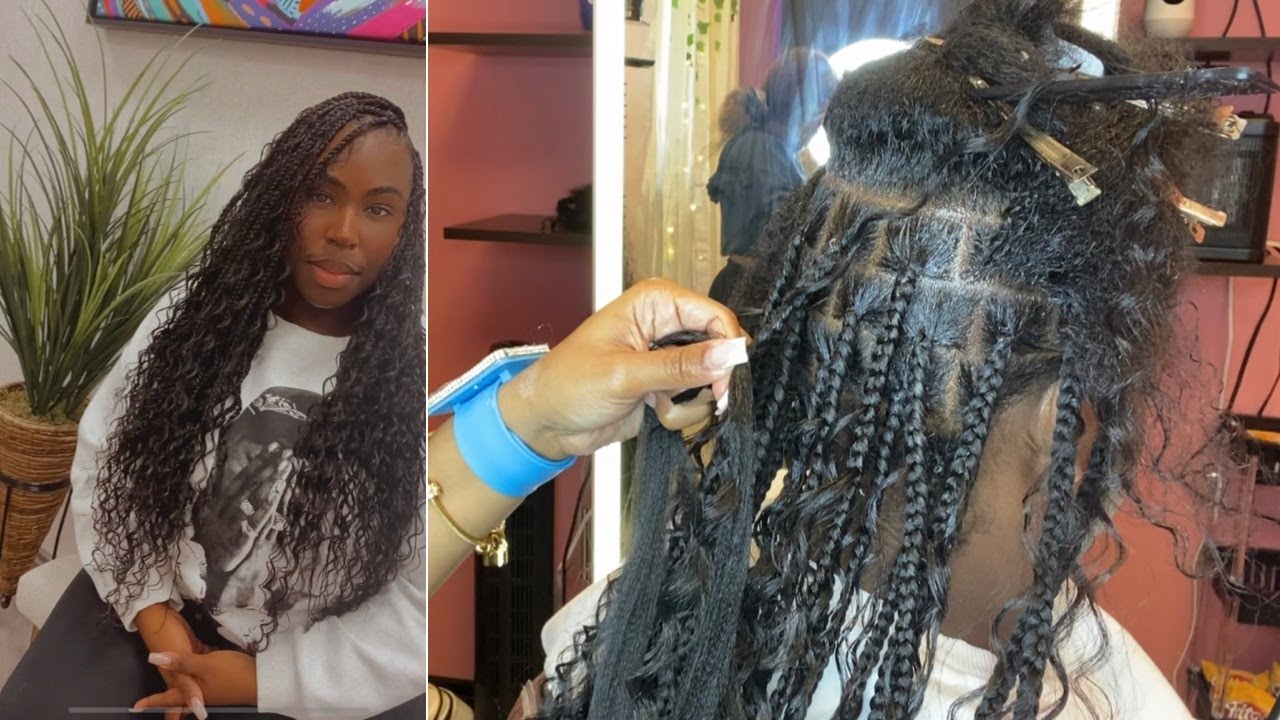 GODDESS KNOTLESS BRAIDS WITH LOC N JAM - YouTube