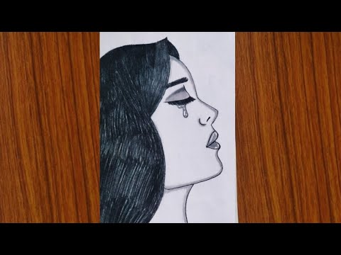 sad girl drawing|| how to draw sad girl|| crying girl drawing easy step ...