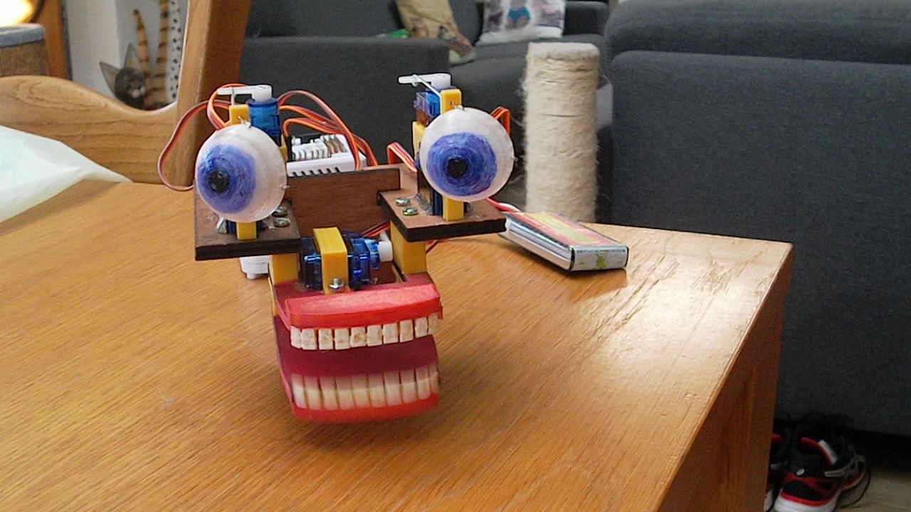 Speaking robot head with Animatronic Robot Eyes - YouTube