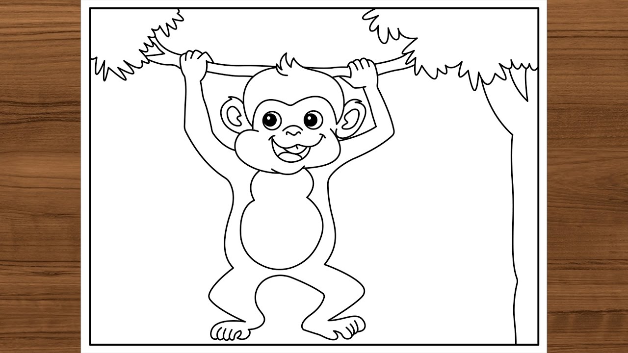 How to Draw a MONKEY on a Tree / Bandar ka Chitra / Step by Step ...