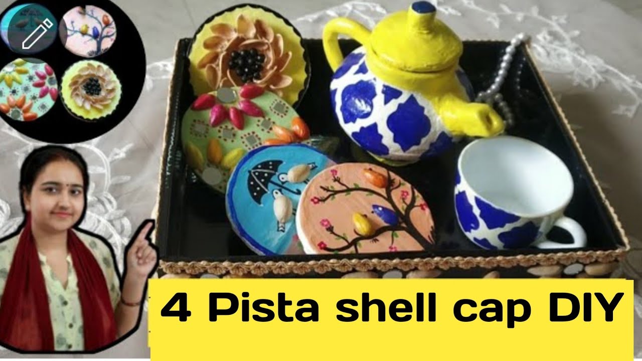4 Amazing pista shell Glass cap/Pista shell cap ideas/Best out of waste ...