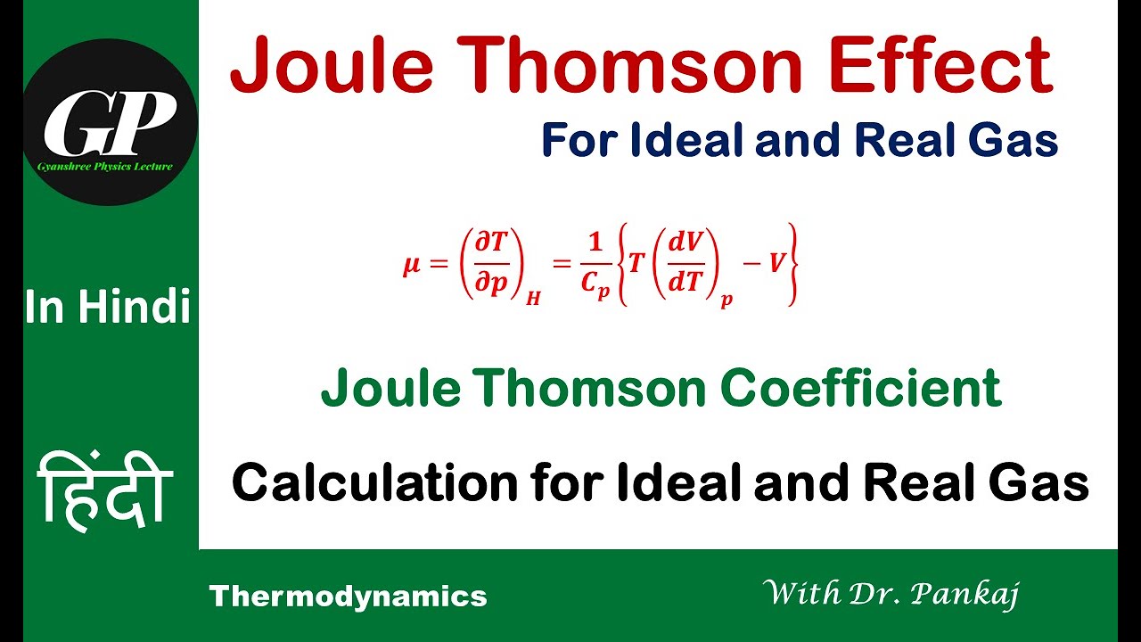 Joule Thomson coefficient for ideal and Real Gas | JT Effect | In Hindi ...