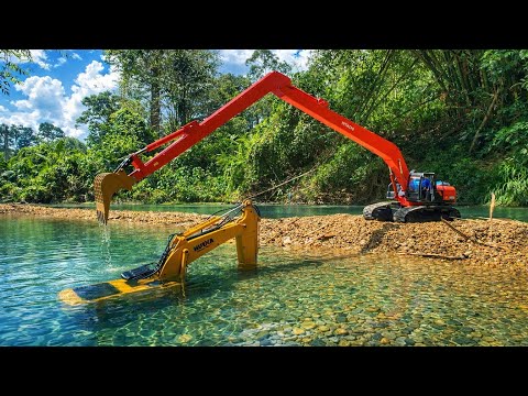 Strong Scale 1/16 : Mission Safe & Rescue RC Excavator Huina 1550 With Hitachi Long Arm