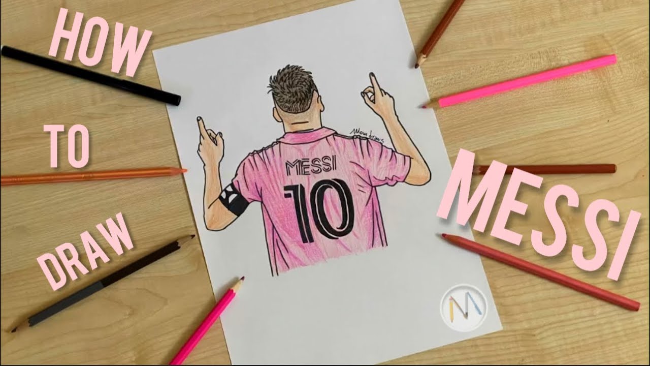 Messi drawing / How to draw Soccer player - YouTube