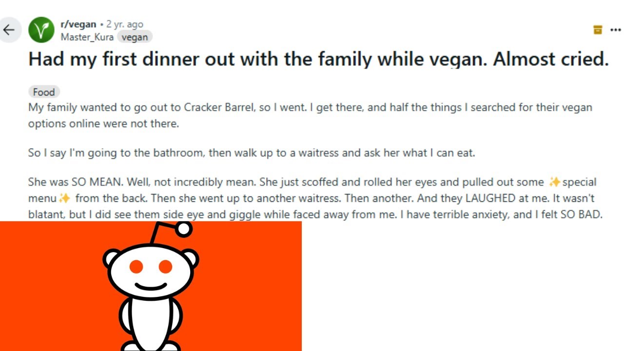 Reddit vegan freaks out at restaurant - YouTube