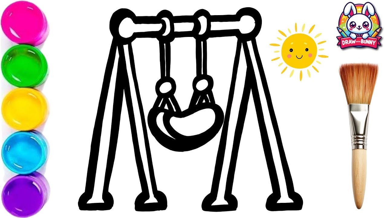 Swing Cradle Drawing for Kids and Toddlers | Draw Swing Cradle | Easy ...