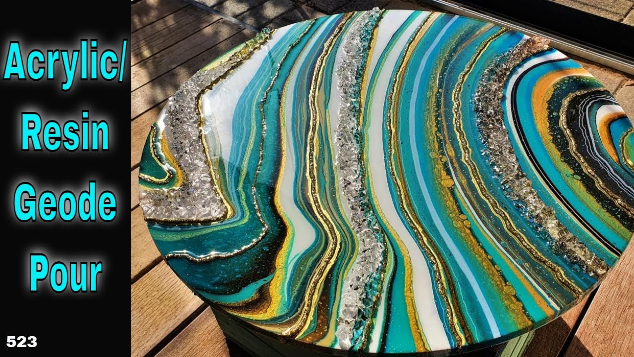 Acrylic/Resin Geode Style Pour Tutorial *Acrylics and Resin* - YouTube