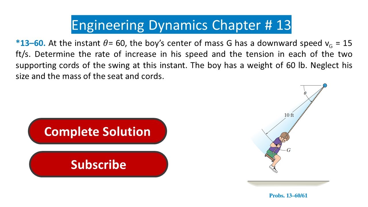 *13–60. At the instant θ= 60, the boy’s center of mass G has a downward ...
