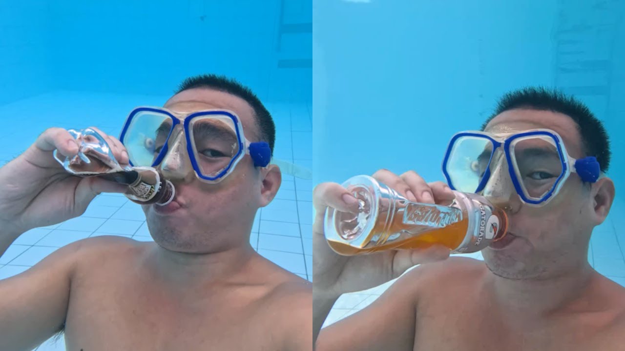 (UNCUT) Root Beer vs Gatorade Orange Chill Drink & Burp Underwater ...
