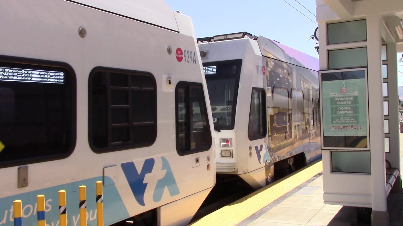 VTA Light Rail - Kinki-Sharyo Orange Line #929 Arriving into Milpitas ...