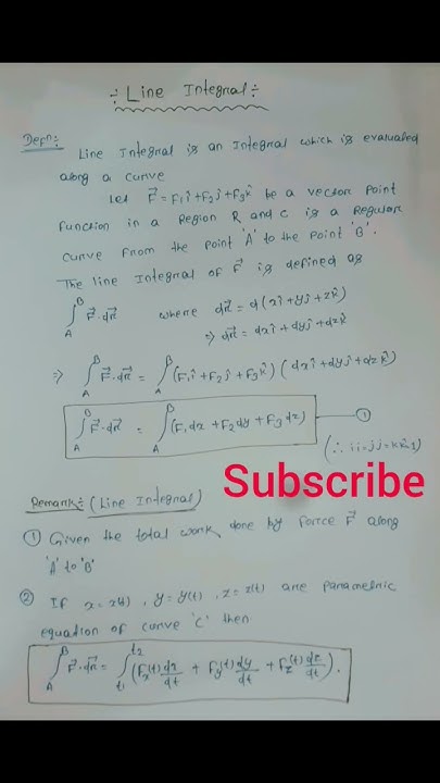 Line Integral | vector calculus ||#maths ||#shortsfeed ..... - YouTube