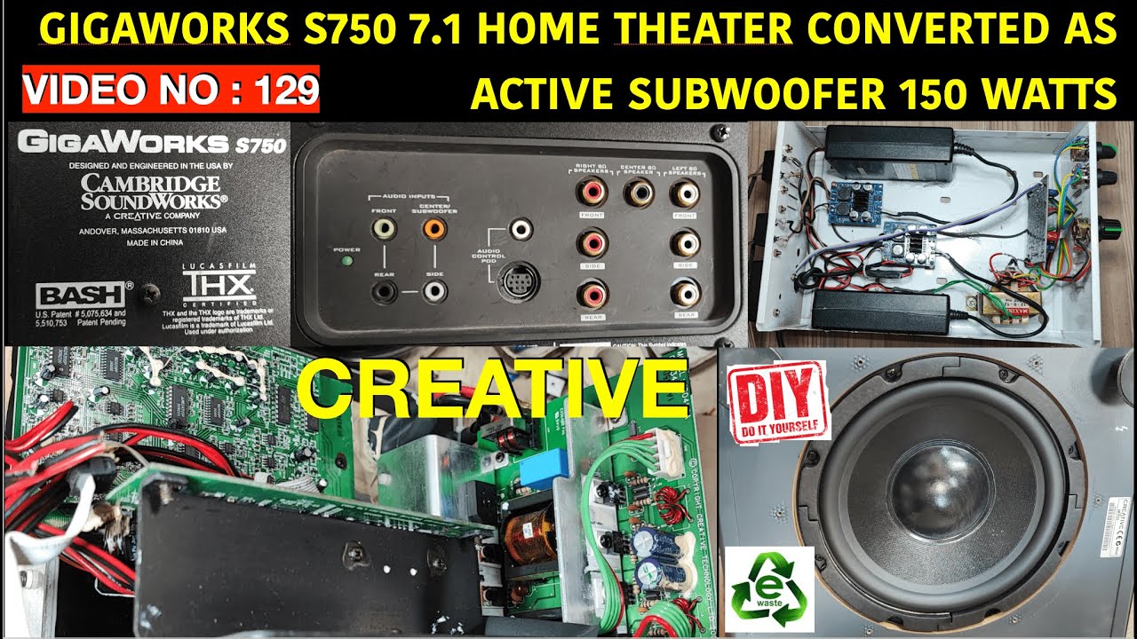 CREATIVE CAMBRIDGE GIGAWORKS S750 7.1 HOME THEATER SPEAKER CONVERTED AS ...