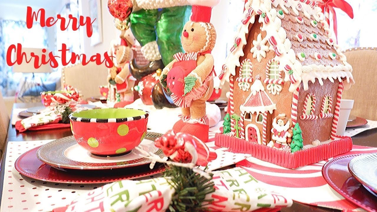CHRISTMAS GINGERBREAD TABLESCAPE + DECORATE WITH ME!! - YouTube