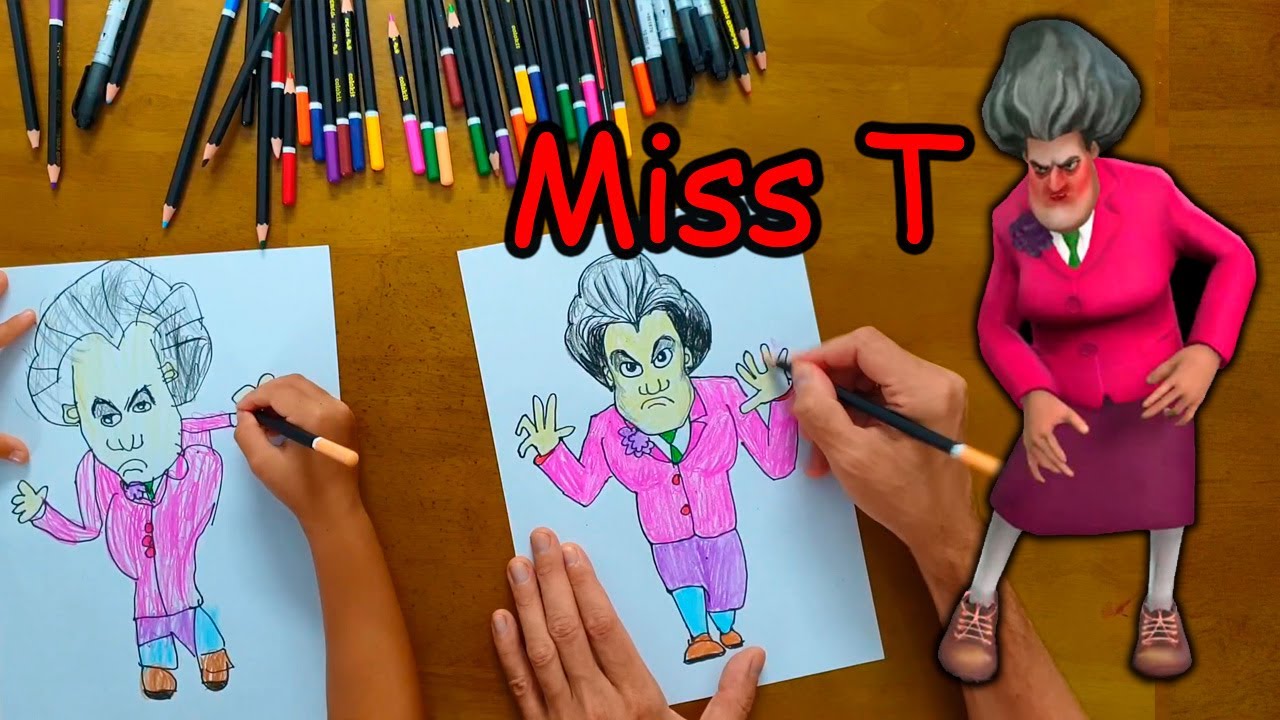 How to DRAW Miss T from Scary teacher - easy tutorial - step by step ...