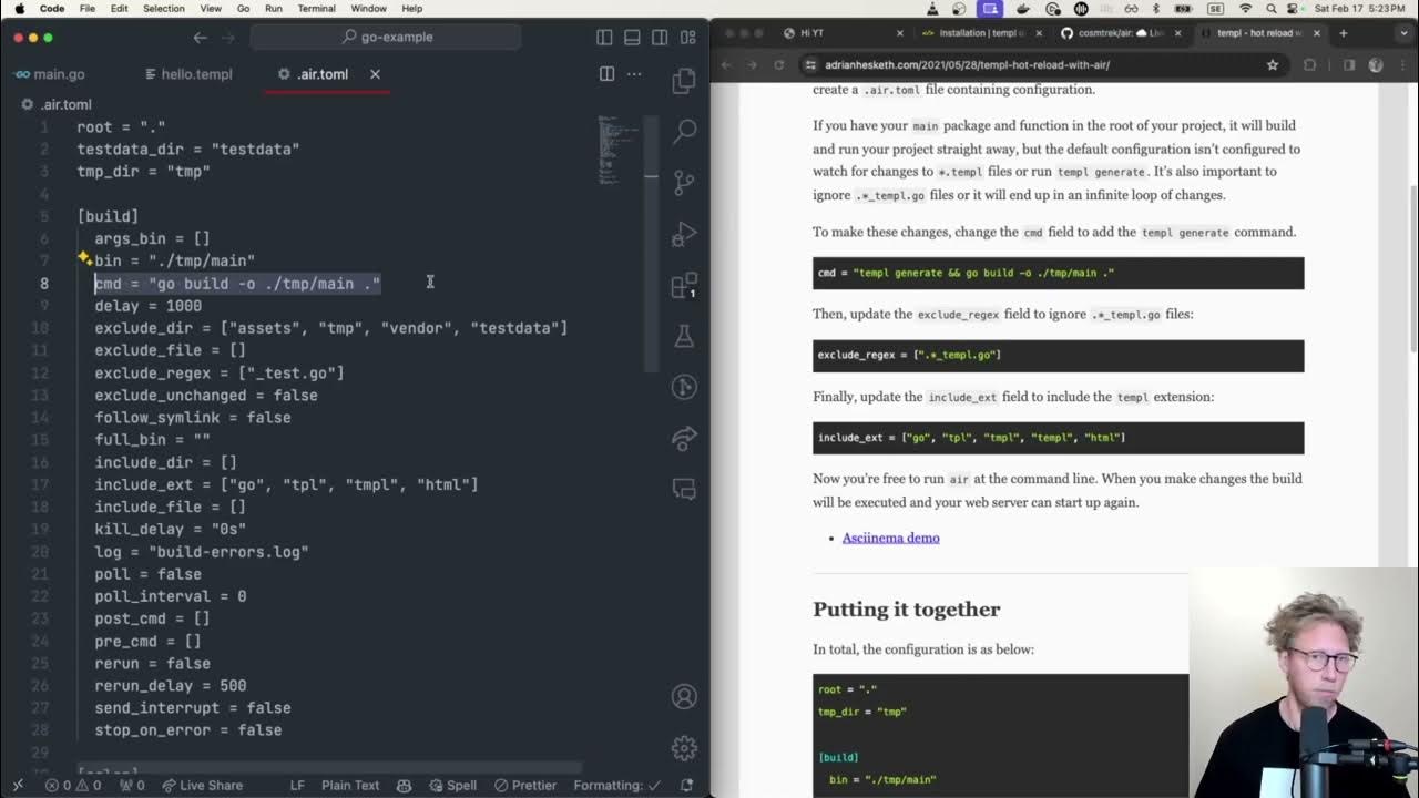 Getting hot reload working with Go, Templ, Air and Docker! - YouTube
