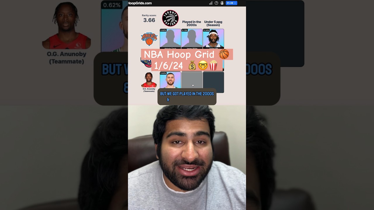 NBA Hoop Grid ️ 1/6/24 🏀🤓💰🍿(Pt.120) #nba #grid #challenge - YouTube