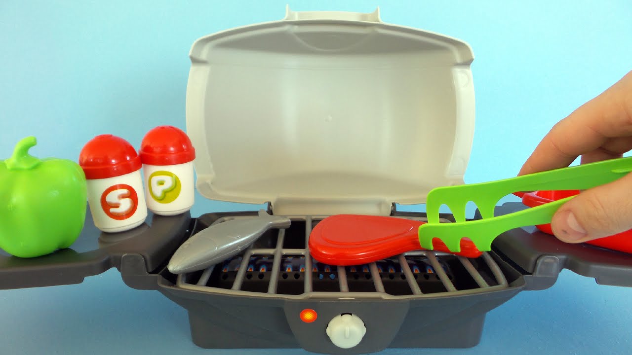 Toy Barbecue Grill unboxing and playing - YouTube