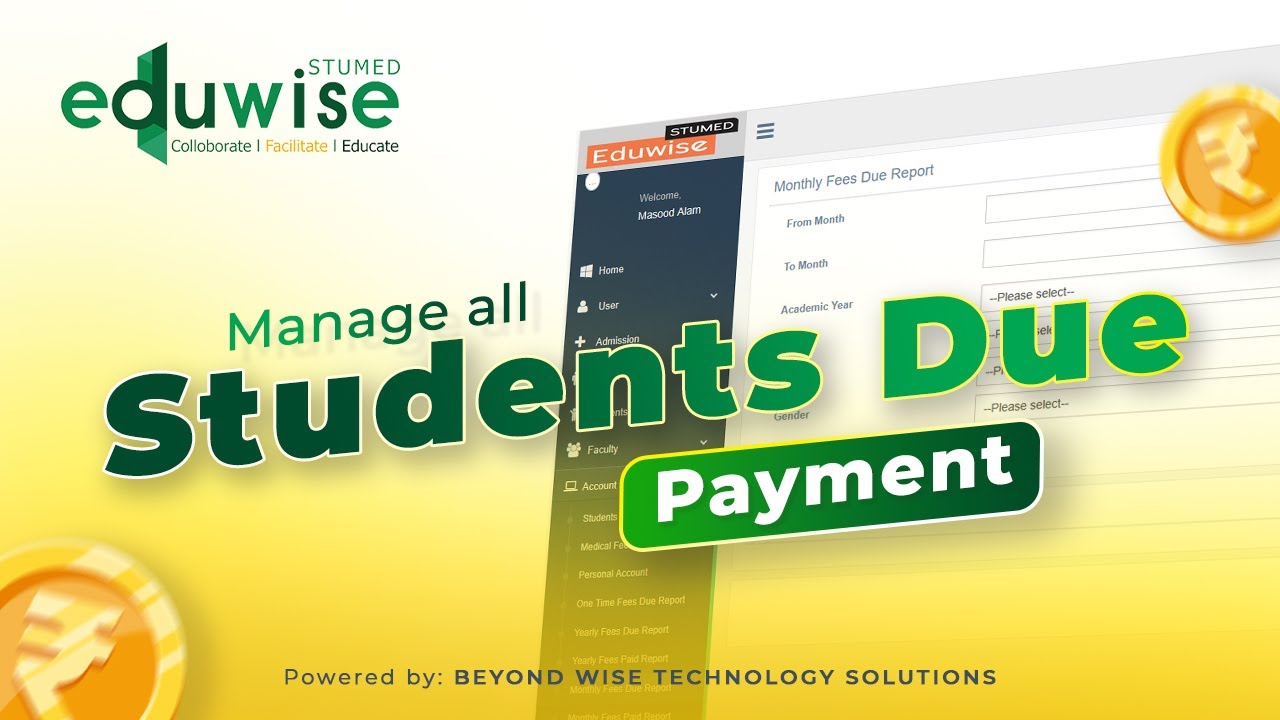 Student Monthly Due Payment Solution | Eduwise-Stumed School ERP Software. - YouTube
