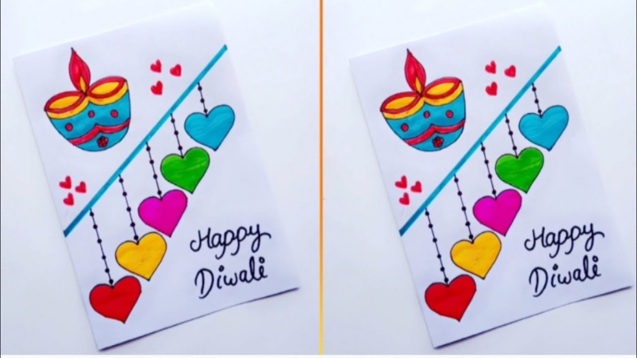 Easy &Beautiful white paper Diwali Card making |DIY Diwali greeting ...