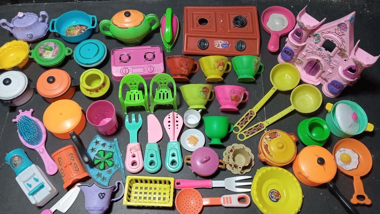 Asmr satisfying unboxing hello kitty kitchen set video | Miniature kitchen set | plastic cooking ...