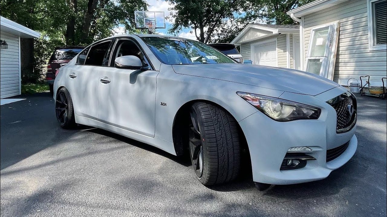 Infiniti Q50 Wrapped in Avery Dark Matte Grey! - YouTube